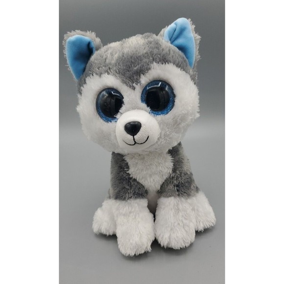 Toys | Ty Beanie Boos Tysilk Slush 1 Plush Husky Puppy Dog Big Blue ...